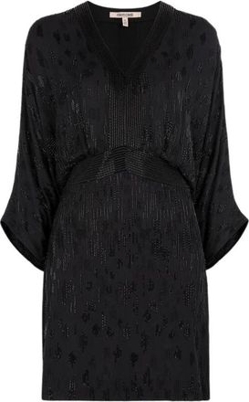 Roberto Cavalli V-Ausschnitt- perlenbesetztes Minikleid - - Dresses - Damen - Schwarzk - XS