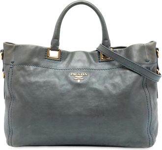 Prada Hobo Bags - Glace Calf Open Convertible Tote - Gr. unisize - in Blau - f&uuml;r Damen