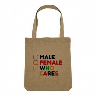 Fabulous Sac Shopping Tote Bag Aspect Lin - Male Female Who Cares LGBTQ+ Trans Non-Binary - Sac de Courses Toile Epaisse 360g Beige Naturel Cabas Port&eacute; Epaule 