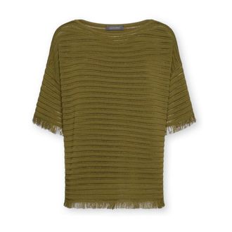 Elena Miro Gestreiftes- perforiertes Oberteil aus Viskosemischung - - Knitwear - Damen - Braun - 2XL