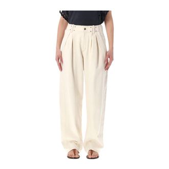 Isabel Marant Ireme Plissee-Hose aus Baumwolle mit weitem Bein - - Trousers - Damen - Beige - S