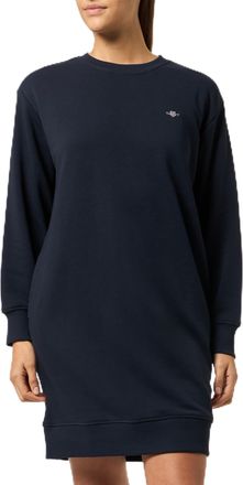 GANT Damen Shield C-Neck Sweat Dress Kleid, Evening Blue, L EU