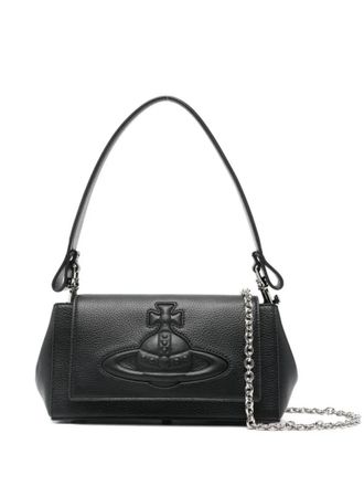 Vivienne Westwood Hobo Bags - Structured Black Handbag With Pebbled Texture And - Gr. unisize - in Schwarz - f&uuml;r Damen