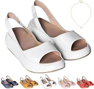 Generic Allen & Moore Solea Sandales rembourrées, à bout ouvert, ultra douces, légères, soutien de la voûte plantaire, faciles à enfiler, blanc, 41 EU