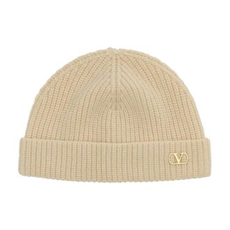Valentino Garavani Vlogo Signature Kaschmir-Beanie - - Accessories - Herren - Beige - ONE SIZE