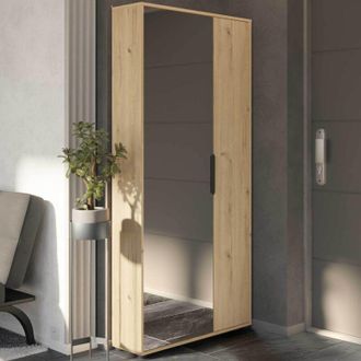 Calicosy Armoire &agrave; chaussures 2 portes et 1 miroir L82,8 cm - EBONY