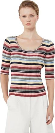 Max Mara Femme, Pulls, Multicolore, Taille: 42 FR Slim Ribbed Viscose Top