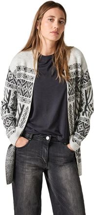 Cecil Damen B253866 Gemusterter Cardigan, Soft Silver Melange, S EU