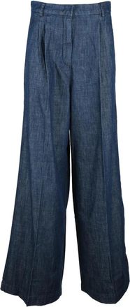 Max Mara Femme, Pantalons, Bleu, Taille: 32 FR Wide Pantalons
