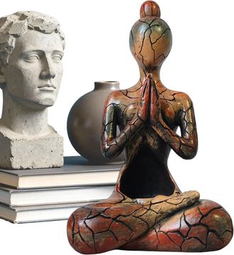 Generico Yoga-Statuette, Meditations-Kerzenhalter, Yoga-Haltungsfiguren f&uuml;r den Schreibtisch aus Harz, f&uuml;r spirituellen Sucher und Praktiker der Achtsamkeit, G