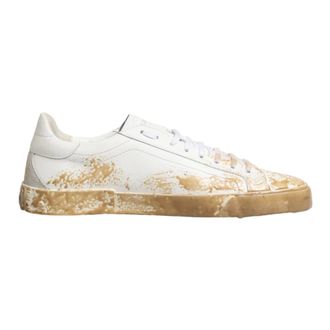 Dolce & Gabbana Homme, Chaussures, Blanc, Taille: 44 EU Paint-Splatter Low Top Baskets