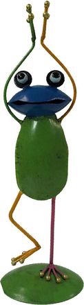 Guru Shop Deko Frosch, Yogafrosch aus Buntem Metall - Design 3, 26x9x8 cm