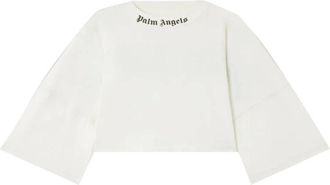 Palm Angels Femme, Tops, Blanc, Taille: 36 FR T-shirt court Classic Logo
