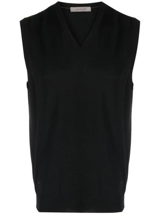 Corneliani d&eacute;bardeur en maille fine &agrave; logo brod&eacute; - Noir