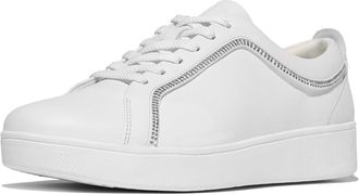 FitFlop Damen Rally Crystal-Trim Leather Sneakers Sneaker, Urban White, 40 EU