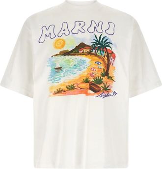 Marni Homme, Tops, Blanc, Taille: S Cotton Jersey T-shirt
