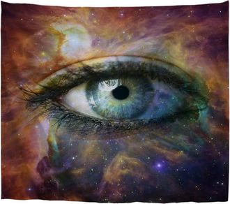 A.Monamour Wandteppiche Menschliches Auge Im Universum Galaxie Abstrakten Kunst Print Stoff Wandbehang Wandteppich Wandbild Vorhang Wand Kunst Wanddekor Für Schl