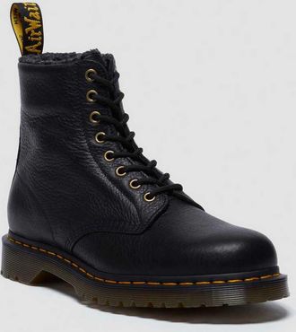 Dr. Martens 1460 Grizzly Leder Schnürstiefel Mit Kunstfellfutter in Schwarz, Größe: 36