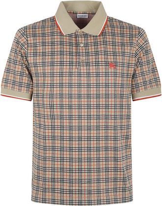 Burberry Homme, Tops, Rose, Taille: XL Polo en maille &agrave; carreaux Pelham