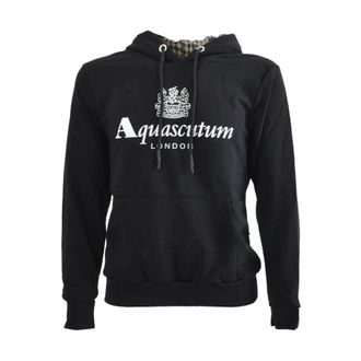 Aquascutum Schwarzer Kapuzenpullover Langarm Herren - - Sweatshirts & Hoodies - Herren - Schwarzk - L
