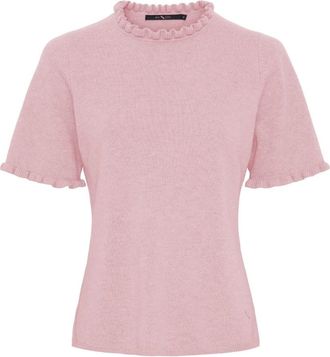 BTF-CPH Kaschmir-Strick-R&uuml;schen-T-Shirt - - Knitwear - Damen - Rosa - S