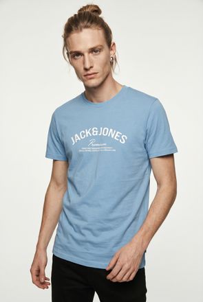 Jack & Jones T-Shirt JACK & JONES JPRBLATOMMY SS TEE FST, Herren, Gr. M, chambray blau, Jersey, Obermaterial: 100% Baumwolle, bedruckt, regular fit normal, Rundhal