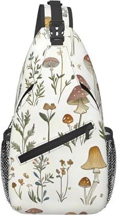 Generic Sacoche Bandouliere Feuilles de fleur de champignon Antivol Sac De Poitrine Casual Sac Poitrine pour Femme Camping &eacute;cole