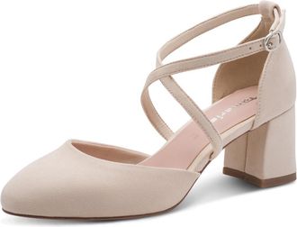 Tamaris Damen Pumps mit Blockabsatz, beige, 41 EU