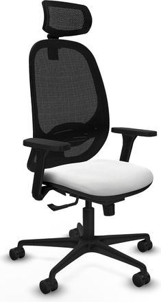 Piqueras y Crespo Drehstuhl, wei&szlig;, Schreibtisch mit 3D-Armen, h&ouml;henverstellbare Lendenwirbelst&uuml;tze und h&ouml;henverstellbares Kopfteil, Schwarz / Wei&szlig;