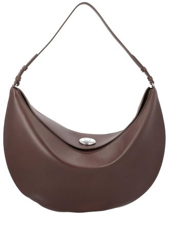 Jacquemus Womens Large Hobo Bag Ovalo Brown Calf Leather Shoulder
