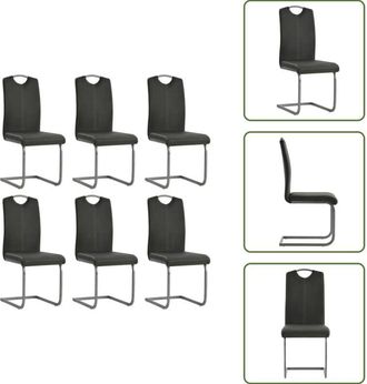 vidaXL The Living Store Freischwinger 6 Stk. Grau Kunstleder - Freischwinger - Esszimmerst&uuml;hle - St&uuml;hle Grau - Kunstleder Stuhl - Moderner Stuhl