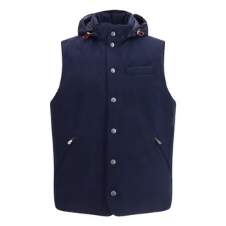 Brunello Cucinelli Bonded Wool Flannel Down Vest - - Jackets - Herren - Blau - 2XL