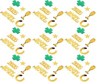 Valiclud Neujahrs-tischdeko Konfetti mit Glitzer Vierbl&auml;ttriger Kleeblatt Hufeisenform Weinflaschen-Motive Festliche Streudeko f&uuml;r Silvesterpartys Feiertage un