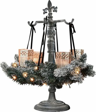 Loberon Kranzst&auml;nder Antwan, Adventskranzst&auml;nder, Antik-Finish, Advent, Weihnachtsdekoration, Weihnachten, Gusseisen, antikgrau