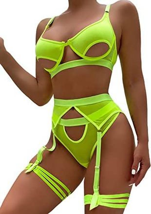 Generic Lingerie Sexy Femme Coquine Hot Lingerie Femme Une soir&eacute;e Coquine Set 4 Pi&egrave;ces Dentelle Multicolore Tissu L&eacute;ger Mesh Amincissant Confortable &Eacute;t&eacute;