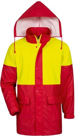 Norway 1992 PU Regen-Jacke mit Kapuze rot/gelb/schwarz (XXL)