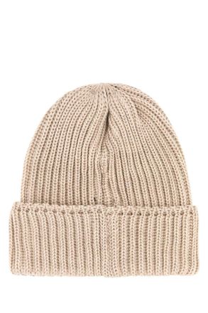Needles Mens Sand Wool Beanie Hat Beige Exterior: Cuffie