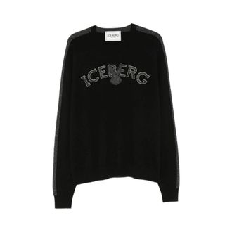 Iceberg Pullover mit Logo-Stickerei und Seitenstreifen - - Knitwear - Herren - Schwarzk - L