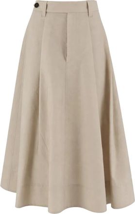 Brunello Cucinelli Femme, Jupes, Beige, Taille: 36 FR Techno Cotton Poplin Skirt