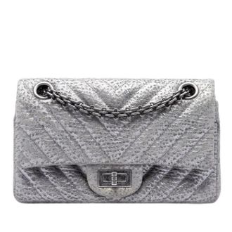 Chanel Sac bandouli&egrave;re vintage Chanel &agrave; double rabat - Femme - Pre-owned - Gris - Taille: ONE Size
