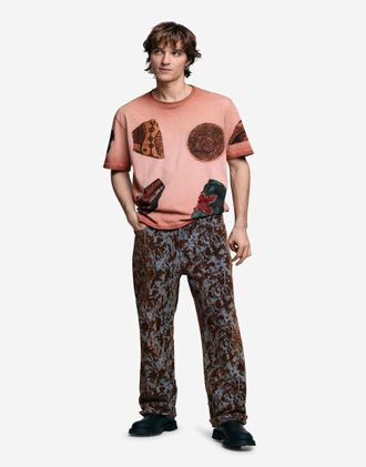 Desigual Patchwork-T-Shirt in Orange