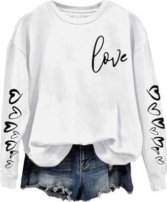 Generic Things To Get Your For Valentine Sweat à capuche tricoté pour femme : jolies chemises de Saint-Valentin Love Heart imprimé graphique pull à manches lo
