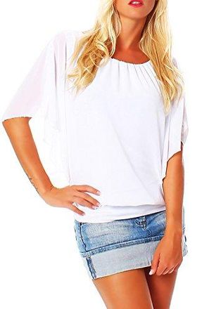 Malito more than fashion Malito élégant Blouse Tunique Haut Loose Oversize 6296 Femme Taille Unique (Blanc)