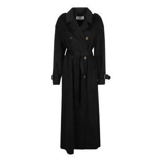 Elisabetta Franchi G&uuml;rtel-Langmantel - - Coats - Damen - Schwarzk - S