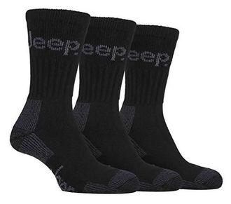 Jeep 3 paires Mens luxe Noir Chaussettes de marche du terrain de taille Jeep 6-11 Uk 39-45 EUR
