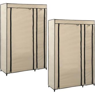 vidaXL Faltschr&auml;nke 2 Stk. Creme 110x45x175 cm Stoff Vidaxl