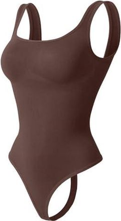 Generic YUJIEBB Body gainant sans couture &agrave; col carr&eacute; pour femme, marron, XXL
