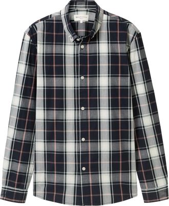 Tom Tailor Herren Relaxed Fit Hemd mit Karomuster, 36750 - Navy Wool White Check, L