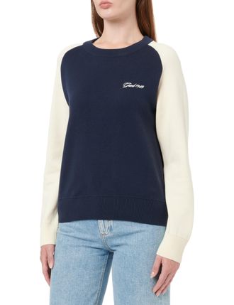 GANT Damen Color Blocked Cotton C-Neck Pullover, Evening Blue, 3XL