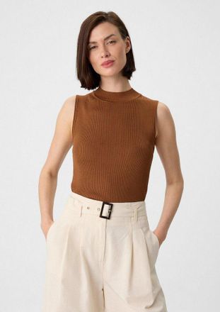 Comma Rundhalspullover Strickpullunder Feinstrick-Top im Slim Fit mit Stehkragen